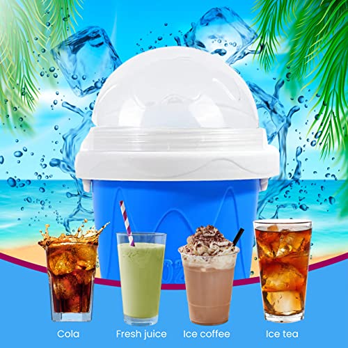 Slushy Maker Cup - TikTok Frozen Magic Quick Smoothie Cup- With Extra Popsicle Mold , Sponge & Cleaning brushes , Bottle with 2 in 1 Straw - Squeeze Icy Frozen Slushie Cup - Cooling Slushie for Smoothies -Blue
