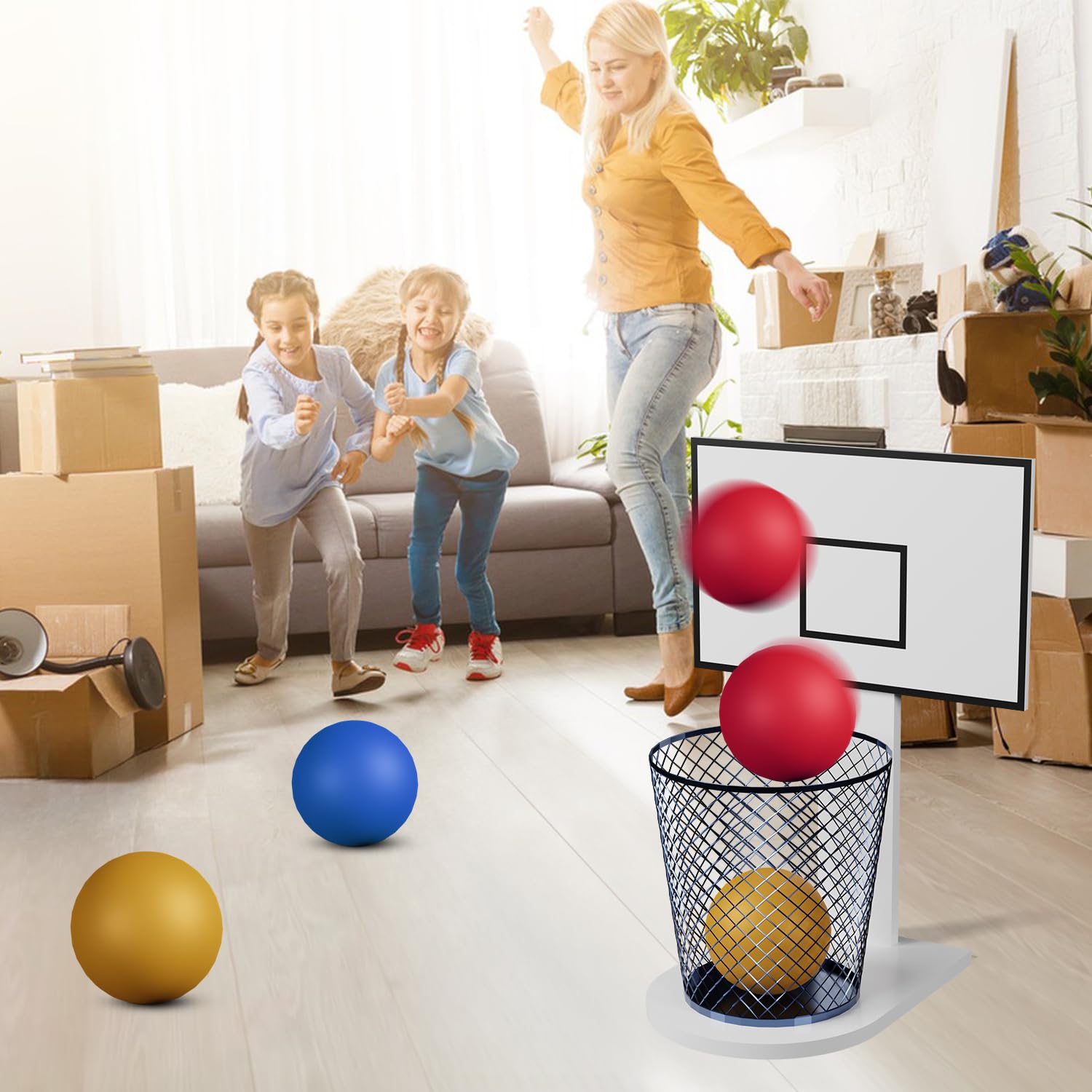 SIHPTO Basketball Trash Can Holder(Excluding Trash Can),Wastebasket Backboard,White Wooden Basketball Mini Rack Bedroom Office Kitchen Living Room Fun Trash Can