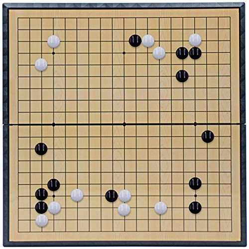 Medium Magnetic 19x19 Go Chess Set Game 11Inch/28cm Portable with Single Convex Plastic Stones and Go Board Classic Chinese Strategy for Kids & Adult