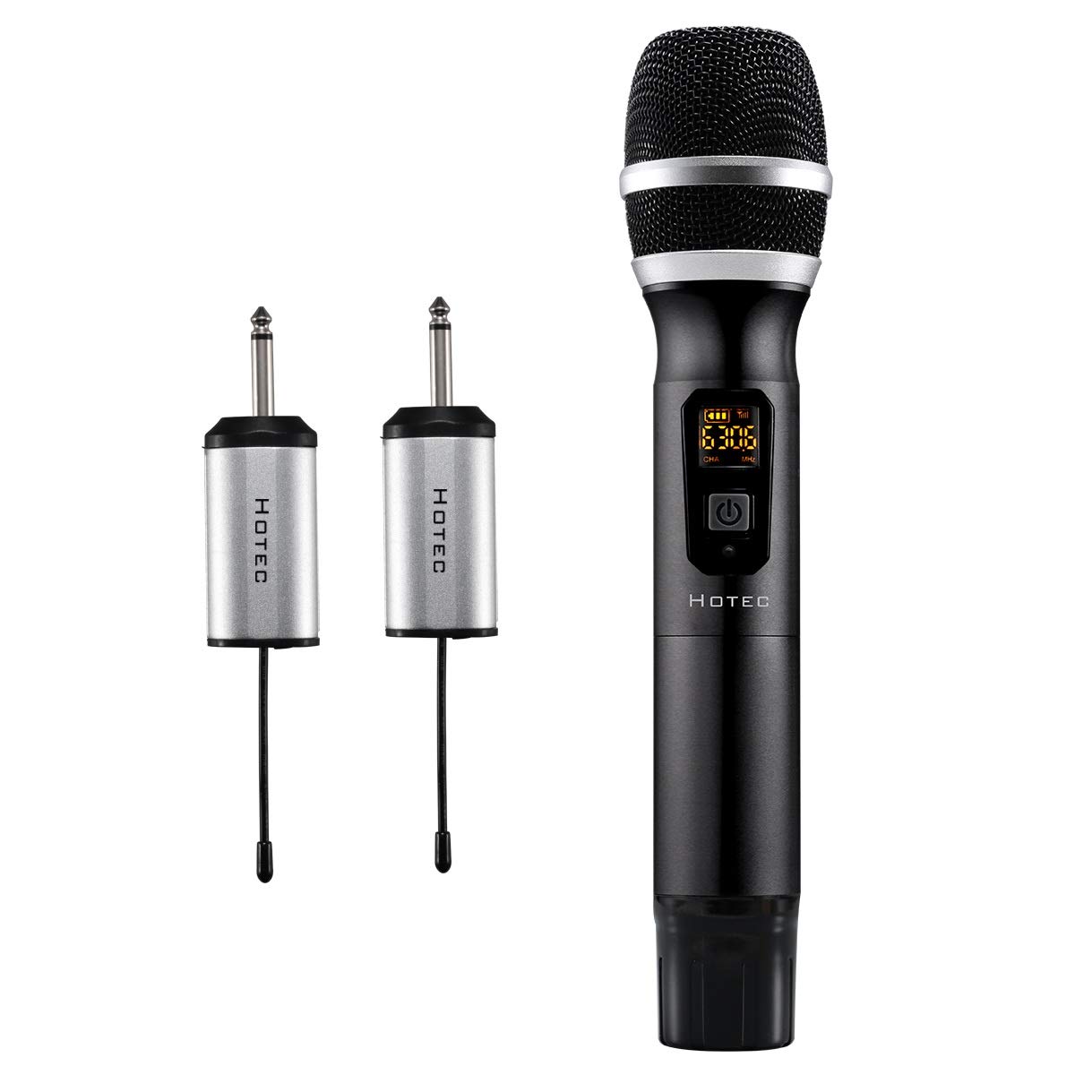 HOTEC UHF Wireless Microphone with 2 Mini Portable Receiver 1/4" Output, for PA/Church/Home/Karaoke/Business Meeting