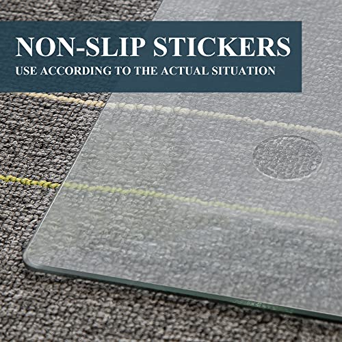 KIAYACI Glass Chair Mat for Carpet or Hard Floor Tempered Glass Glass Table Top Table Mat Square 46" x 53", 1/4 inch Thick, Transparent