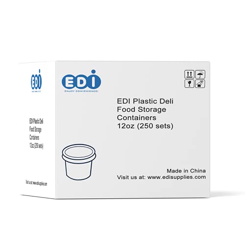 EDI [12 OZ, 250 Sets] Wholesale Plastic Deli Food Storage Containers with Airtight Lids | Microwave-, Freezer-, Dishwasher-Safe | BPA Free | Heavy-Duty | Meal Prep | Leakproof | Recyclable