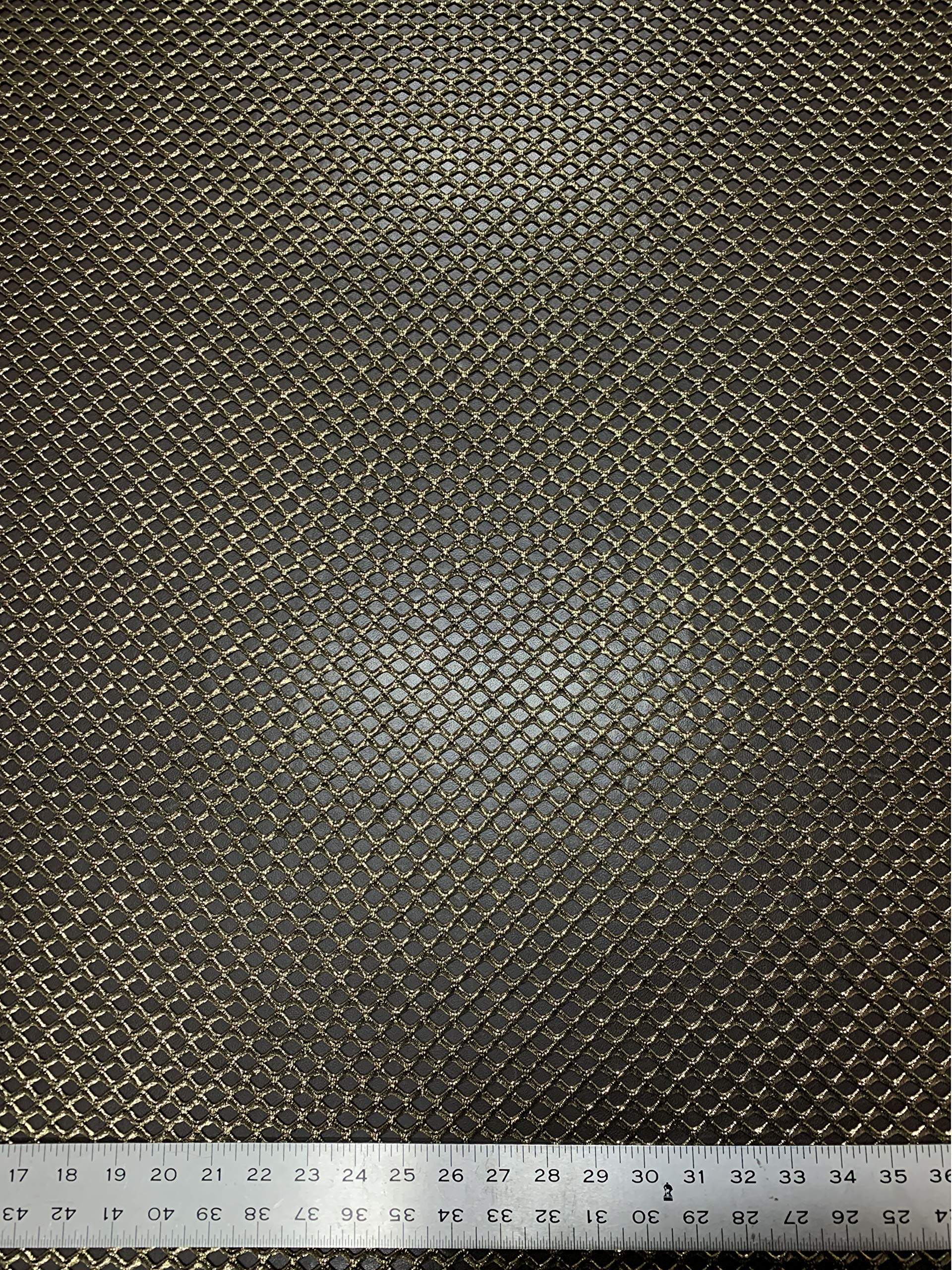 Diamond Mesh Big Hole 0.5 Inch with or Without Silver Foil Stretch Polyester Spandex Mesh Fabric by The Yard (Black with Gold Foil)