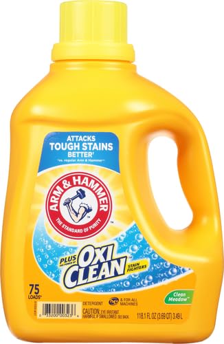 Arm & Hammer Plus OxiClean Clean Meadow, 75 Loads Liquid Laundry Detergent, 118.1 Fl oz