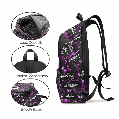 Custom School Backpack with Name for Daughter Son, Custom Text Logo School Bag Personalized Casual Daypacks Multipurpose Laptop Backpack Bookbag with Lunch Box Bag for Kid Boy Girl Back School Gift