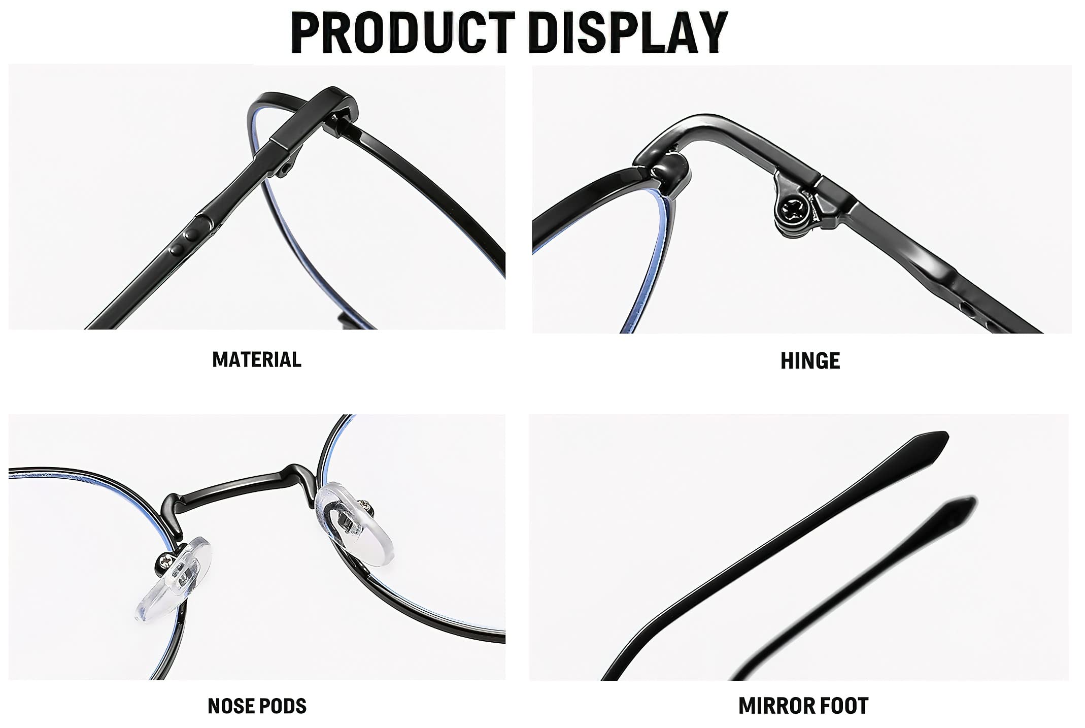 Blue Light Blocking Glasses Women Vintage Metal Round Rim Frame Retro Eyeglasses Women Men