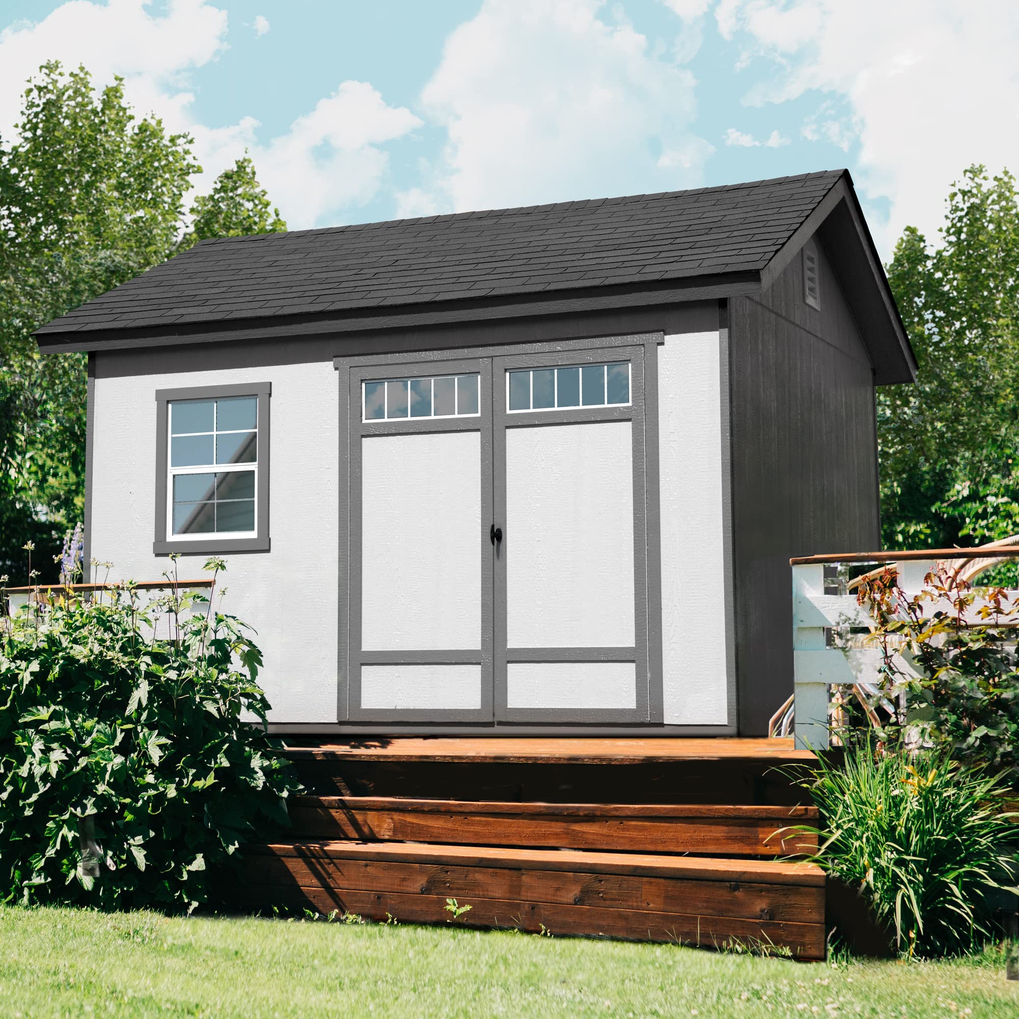 Handy Home Products Beachwood 8x12 Do-it-Yourself Wooden Storage Shed Tan
