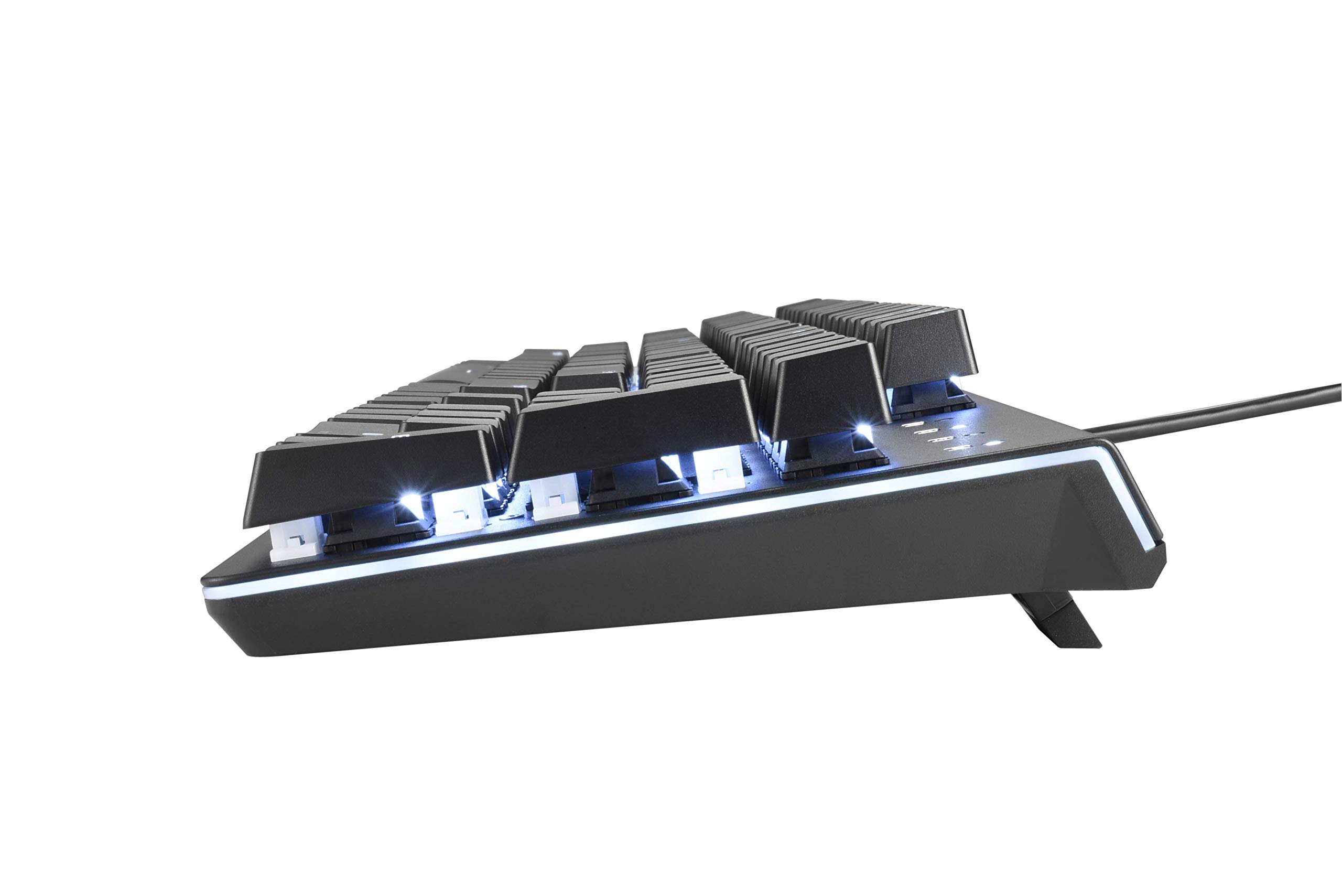 i-rocks K75M Illuminated Mechanical Keyboard, 104 Keys, PBT Keycaps, Backlit LED Light and Shortcut Keys - Programmable Light & Macro Recorder (Cherry MX Brown Switch, White)