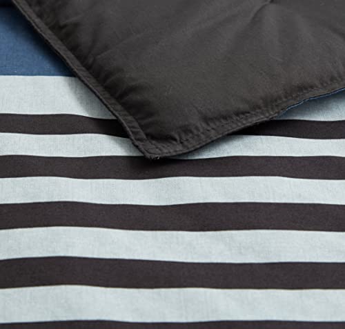 Nautica Comforter Set Cotton Reversible Bedding with Matching Shams, Home Decor for All Seasons, 3 pcs, Queen, Rendon Charcoal/Navy/White