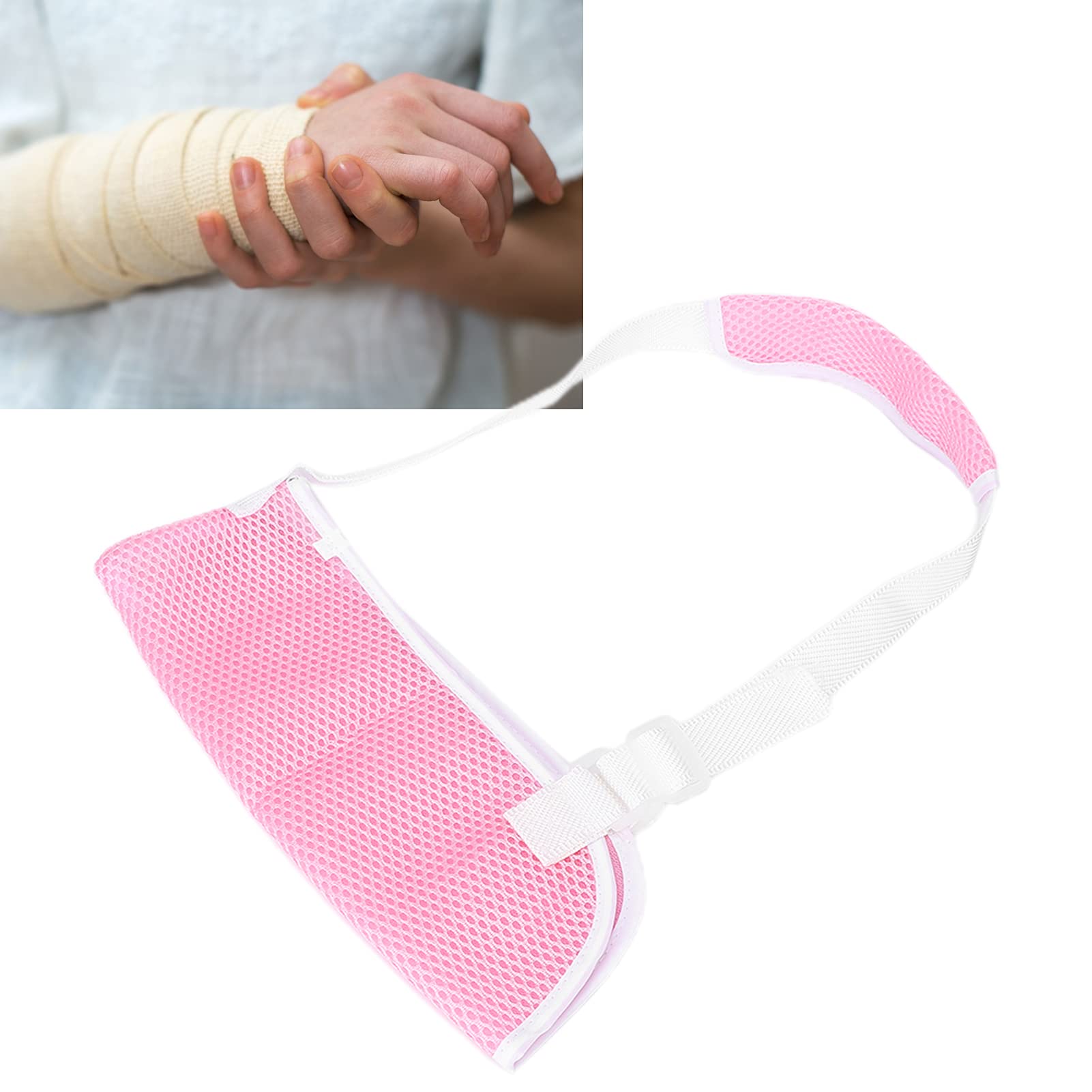 Arm Sling, Breathable Mesh Arm Sling Elbow Stabilizer with Adjustable Strap for Broken Arm, Wrist, Elbow, Shoulder Injury, Fracture, Sprain (Pink)(Large)