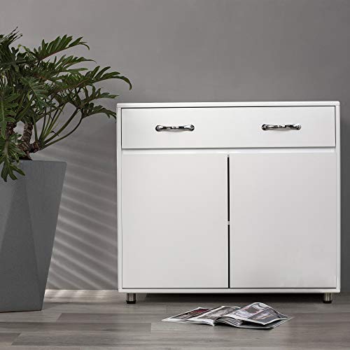 GLCHQ Storage Drawer File Cabinet nightstand Side Cabinet Cupboard Sideboard for Office or Living Room Kitchen Room (Two Doors, White)