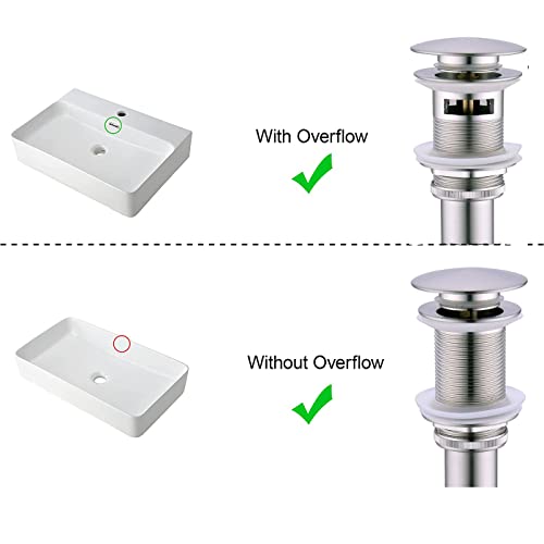 Bathroom Sink Drain 304 Stainless Steel Pop up Drain with Detachable Basket Stopper Anti-Explosion and Anti-Clogging Drain Strainer (Without Overflow Hole, Chrome)