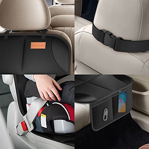 SMART ELF Car Seat Protector, 2Pack Seat Protector Protect Child Seats with Thickest Padding and Non-Slip Backing Mesh Pockets for Baby and Pet…