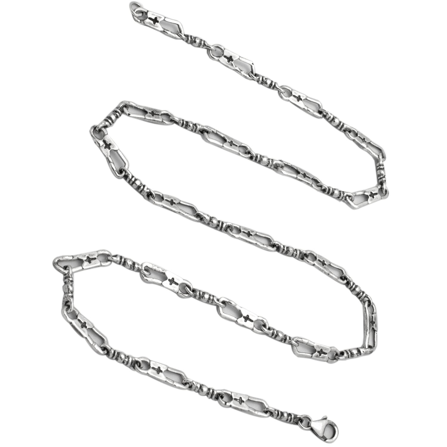 B and S Jewelry 925 Sterling Silver Oxidize Antique Finish Fisherman Link Bracelet Necklace (9)