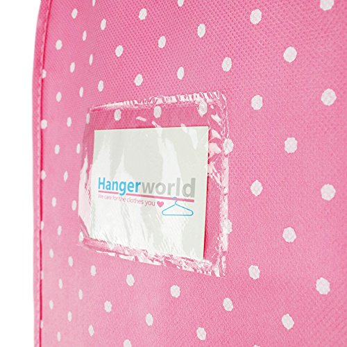 HANGERWORLD Pink Polka Dot Suit and Dress Garment Bags for Storage - 45inch x 22inch - Breathable Clothes Covers Protecting Dusts Closet Storage