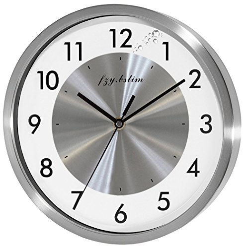 Fzy.bstim Non Ticking Silent Wall Clock Decorative,Analog Metal Wall Clock Battery Operated,Bedroom/Living Room/Office/Kitchen Clock,10 Inch