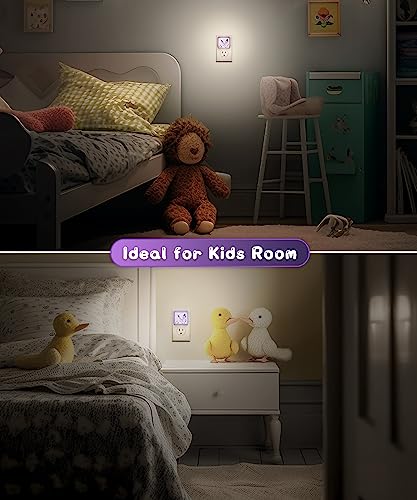 LOHAS Butterfly Night Light for Kids [2-Pack], Girls LED Wall Decor, Plug into Wall Lights, Dusk-to-Dawn Sensor, Cute Nursery Plug in Nightlight, for Kids Room, Bathroom, Bedroom Décor, Children Gift