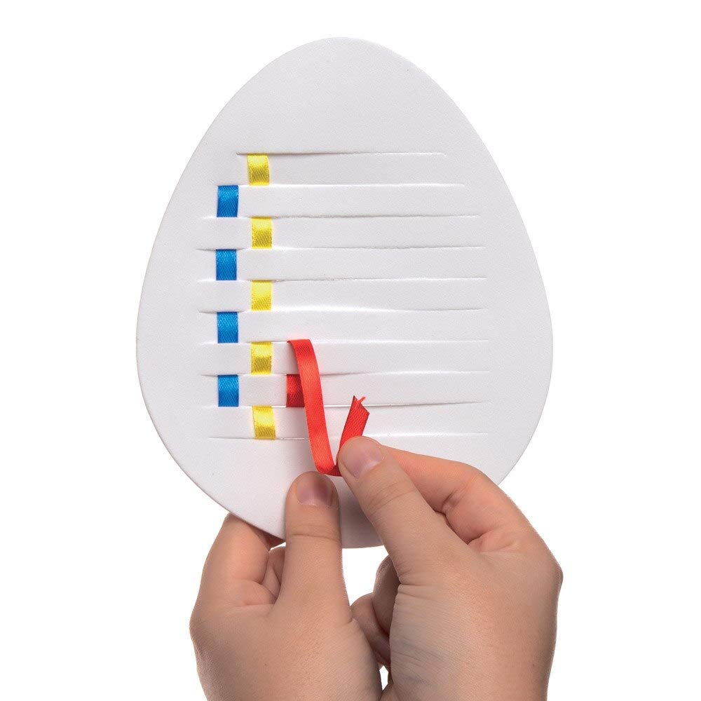Baker Ross AT424 Easter Egg Weaving Kits - Pack of 6, Creative Art and Craft Supplies for Kids to Make and Decorate