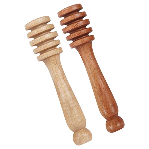 DaringCut Handcrafted wooden honey dipper stick honey spoons for tea individually wrapped - Chocolate/Glucose/Maple Syrup honey drizzler honey stirrers (Jujube Wood) (Pack of 2, Dark & Light Wood)