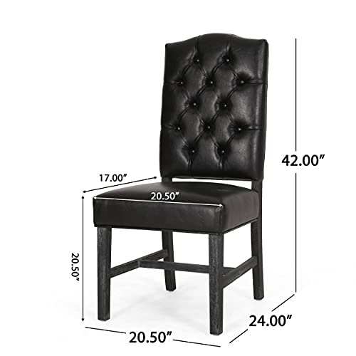 Christopher Knight Home Hyvonen Dining Chair, Midnight Black + Gray