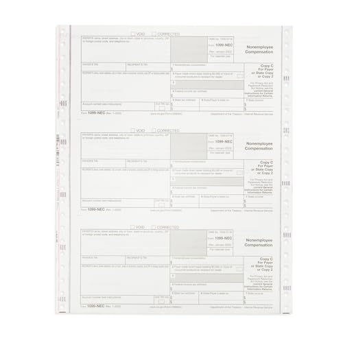 Blue Summit Supplies 2024 1099-NEC 4 Part Carbonless Tax Forms for Dot Matrix Printers, Tax Form Kit Designed for Use with QuickBooks and Accounting Software, 25 Pack