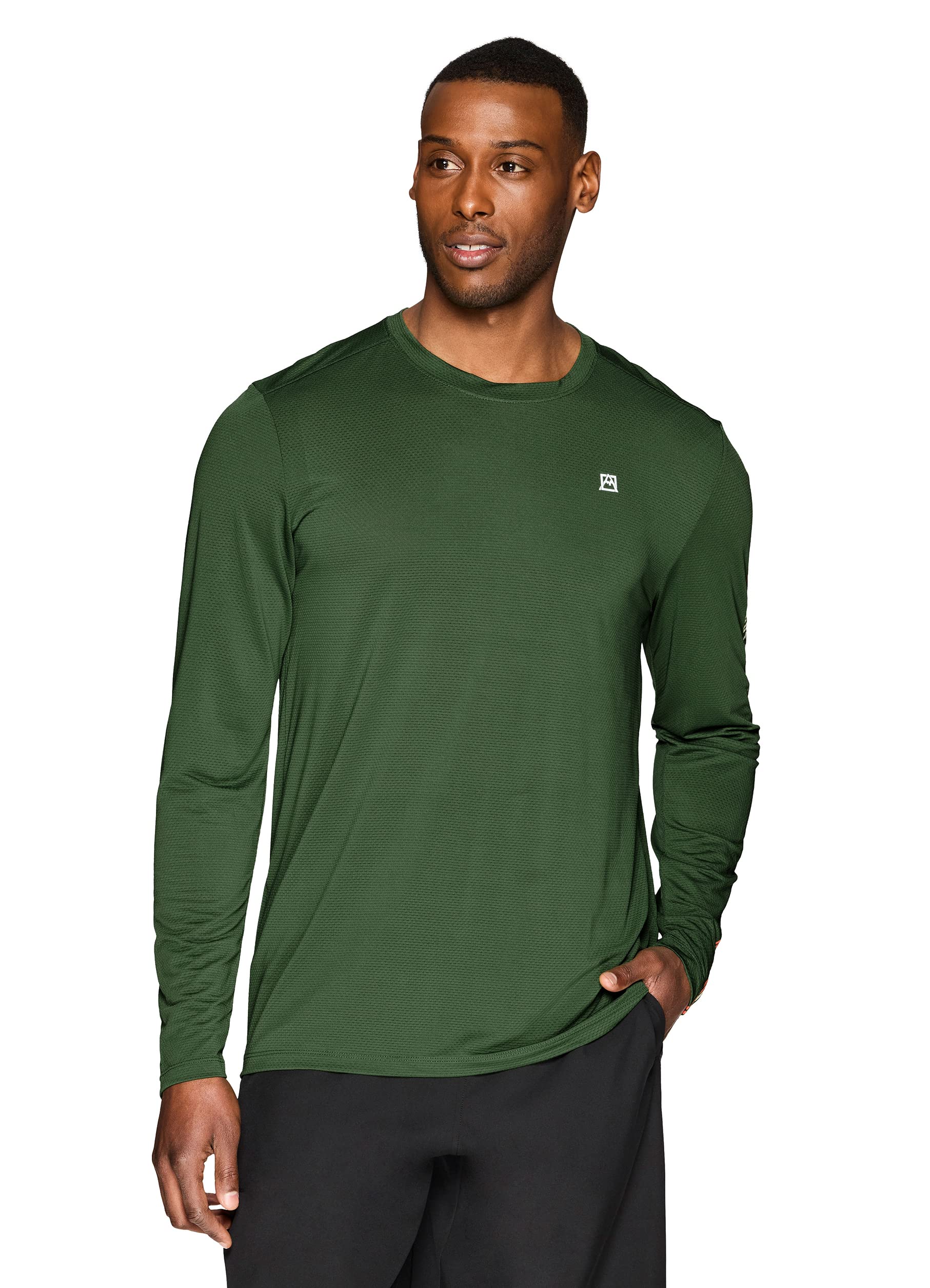 Avalanche Men's Long Sleeve Sun Tee Hiking UPF Protection Top Logo Sleeve Olive L