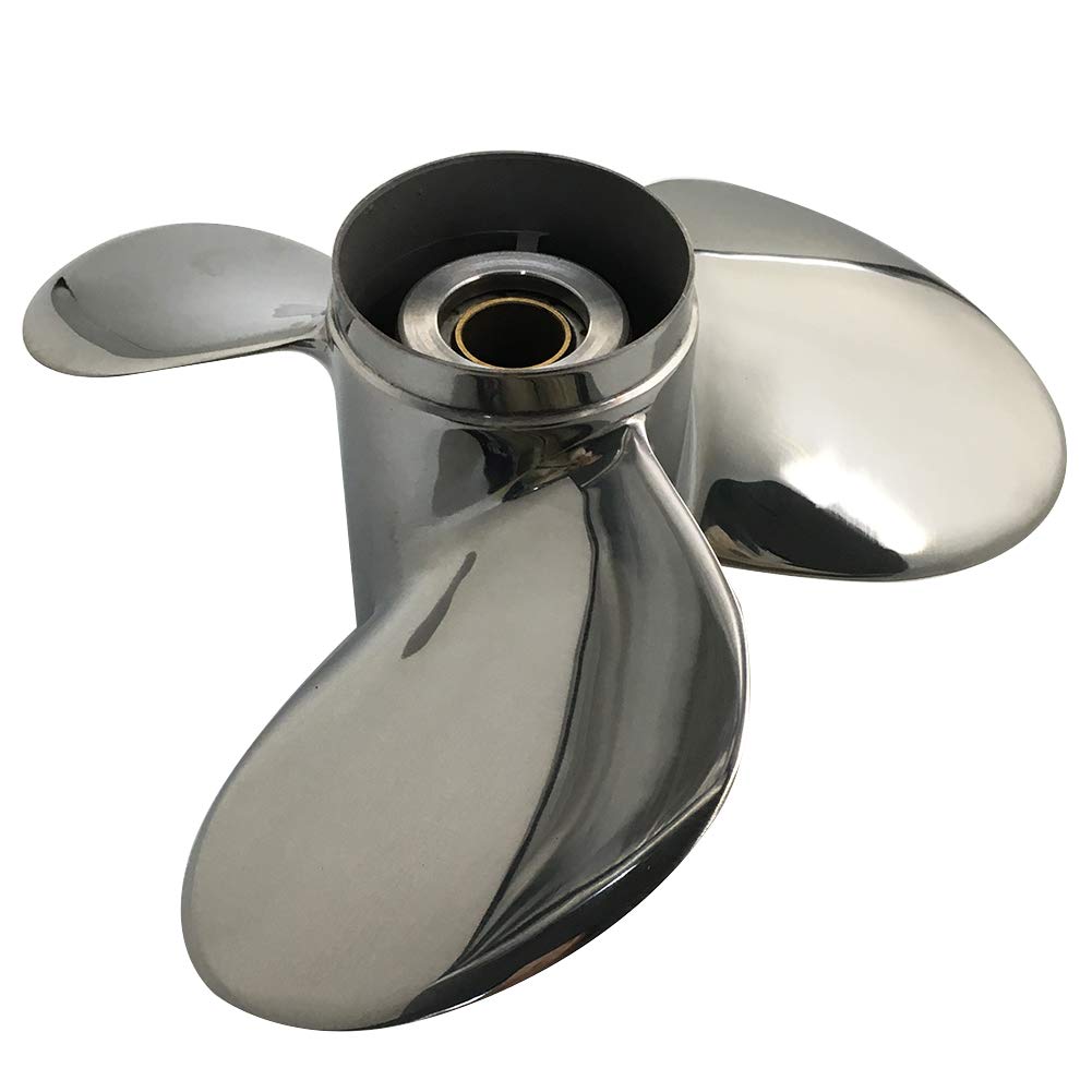 ARKDOZA 3 Balde Stainless Steel Propeller for Mercury Outboards 30-70HP RH Rubber Hub 13 Spline Tooth (10 3/8 (Dia) x 14 (Pitch))…