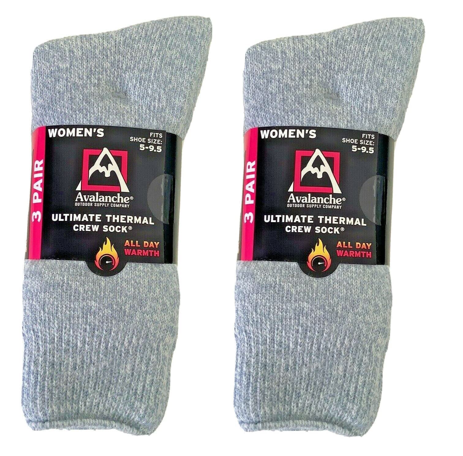 Avalanche Women's Ultimate Thermal Crew Socks 6 pairs - Light Blue & Gray, 1526058