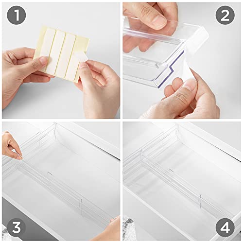HBlife Drawer Dividers Organizer 6 Pack, Clear Plastic Adjustable Drawer Separators 3.2 Inches High, Expandable from 11-20 Inches for Dresser Clothing Kitchen Storage