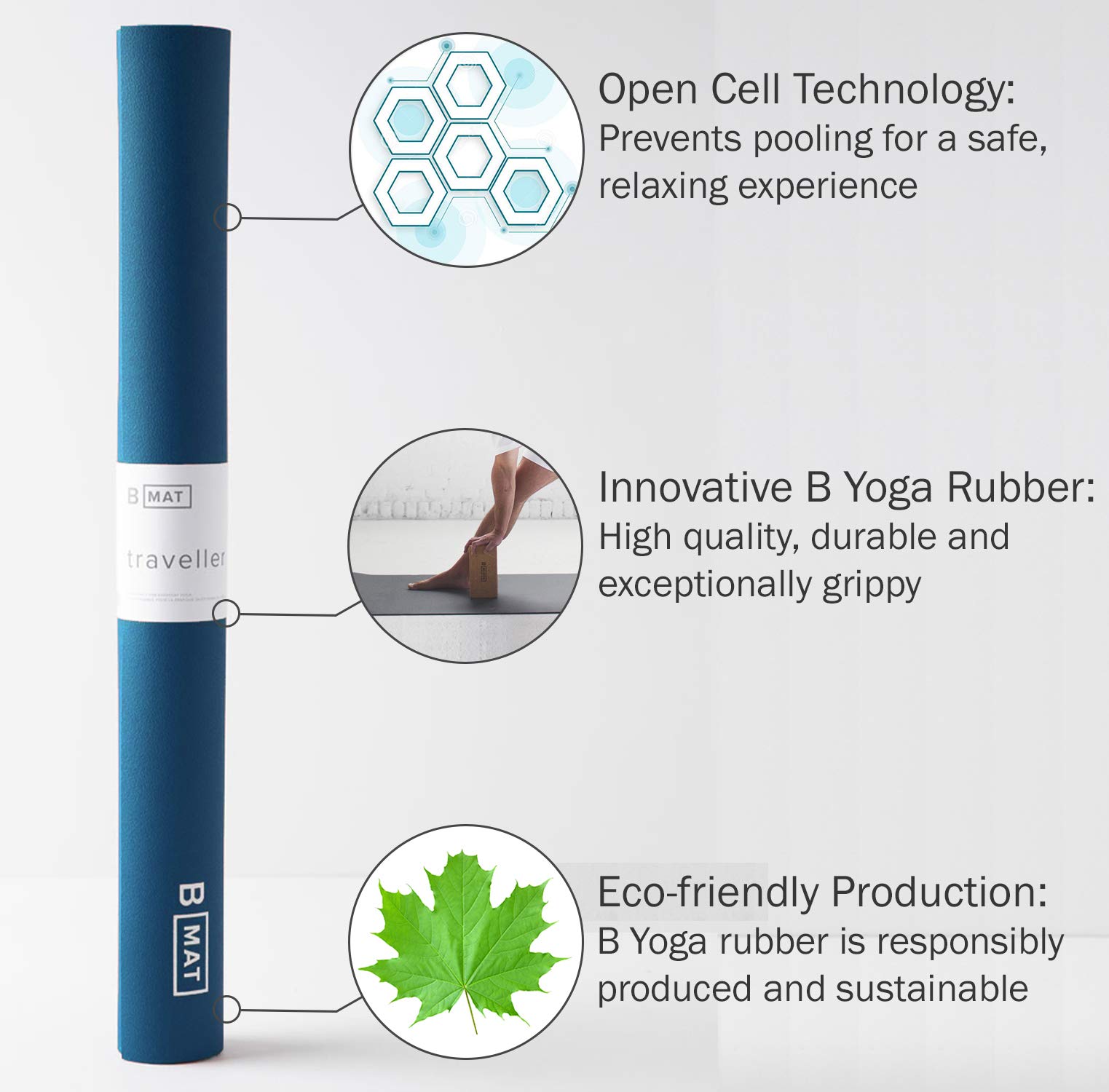 B YOGA Workout Mat for Women & Men | Extra Large Non-slip Yoga Mat | Premium & Durable Exercise Mat for Home, Gym & Yoga Studios | Eco friendly | 85", Deep Blue