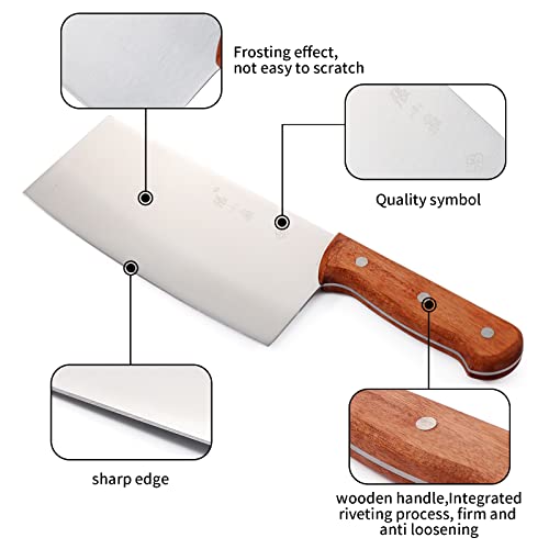 ZHANG XIAO QUAN SINCE 1628 Chinese Chef's Knife,Stainless Steel Meat And Vegetable Cleaver Knife with Ergonomic and Sturdy Wooden Handle