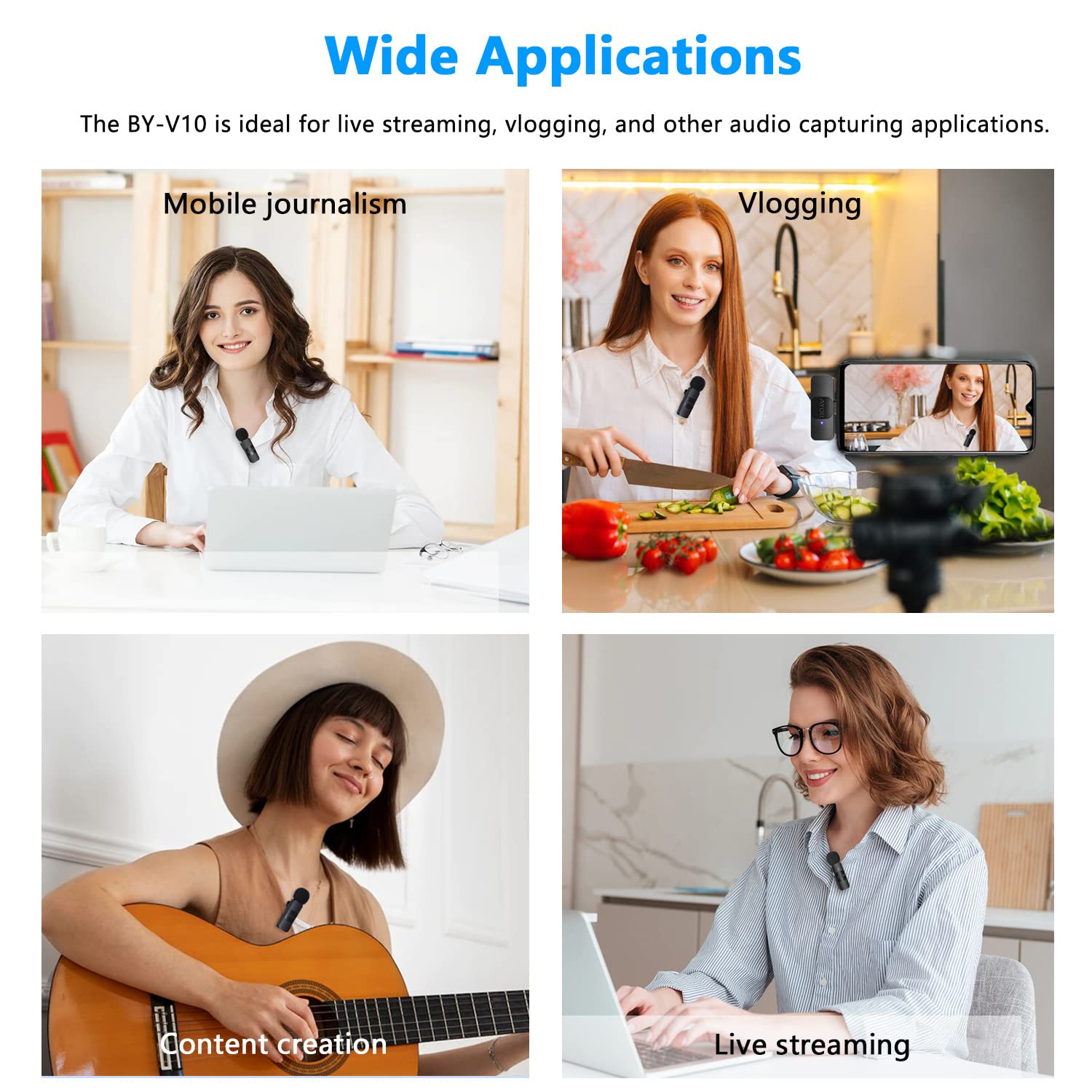 BOYA USB-C Wireless Lavalier Microphone Vlog, BY-V10 Lapel Microphone System, for USB-C Devices, Tablets, iPad, PC Computers, Samsung, Google Pixel, Xiaomi