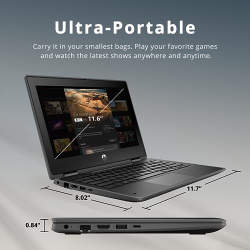 HP 2022 11.6" Pro x360 Fortis G9 Multi-Touch 2-in-1 Laptop, Intel pentium N6000 Processor, 8GB RAM, 128GB SSD, Intel UHD Graphics, 720p Webcam, Stylus Pen, Win 10 Pro, Black.