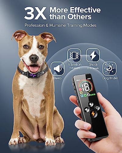 Dog Shock Collar, Ycoev Dog Training Collar with Remote, IP67 Waterproof Shockers Collar for Large Medium Small Dogs Electric Collar for Dogs with 4 Modes Beep, Vibration, Shock, Dog Finder