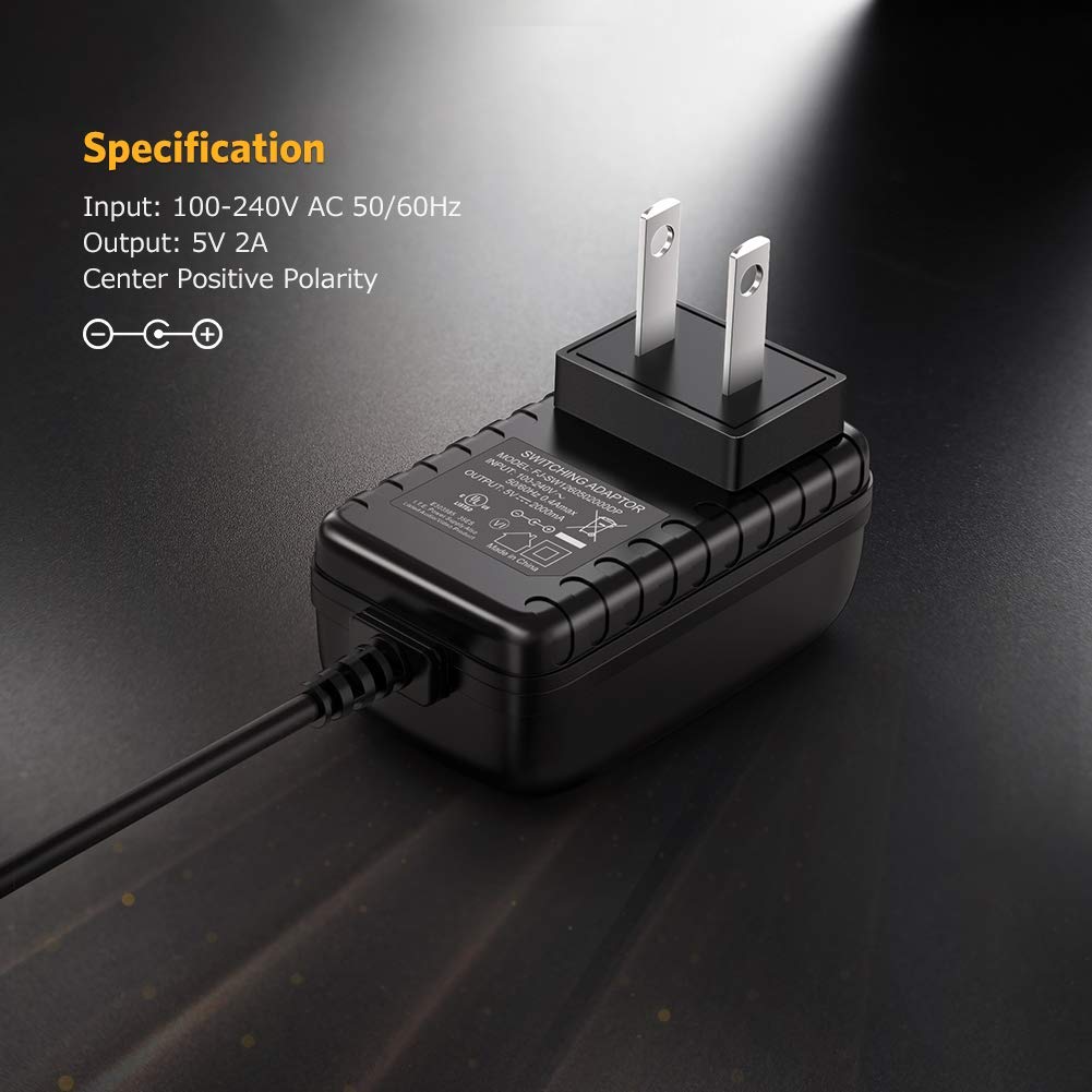 UGREEN AC DC Power Adapter 5V2A - Power Supply Adapter 100-240V, AC Adapter 2000mA, DC Wall Charger Plug with OD: 3.55mm x ID:1.35mm Compatible for Router/USB Hub/TV Box/GPS/Webcam (Exclude Omma Box)