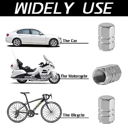 Car Tire tire Valve Cap Valve stem Cover, 12PCS Valve stem Cap,for Automobiles, SUV, Motorcycles, Bicycles, and Trucks, Universal tire Valve stem Cap (Silvery)