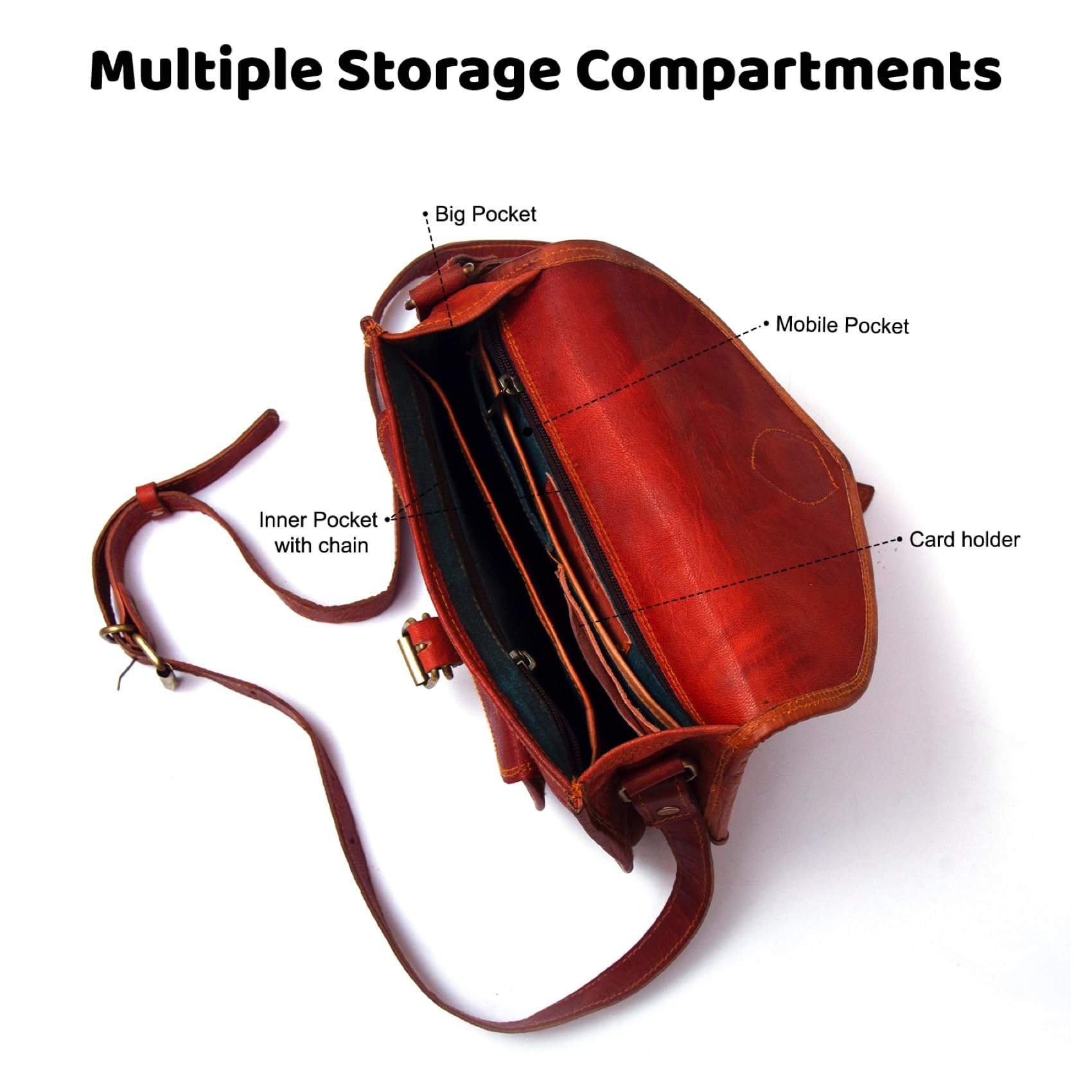 Firu-Handmade 12 inches Vintage Style Brown Leather Crossbody Bag Messenger Satchel Tablet Bag for Men and Women