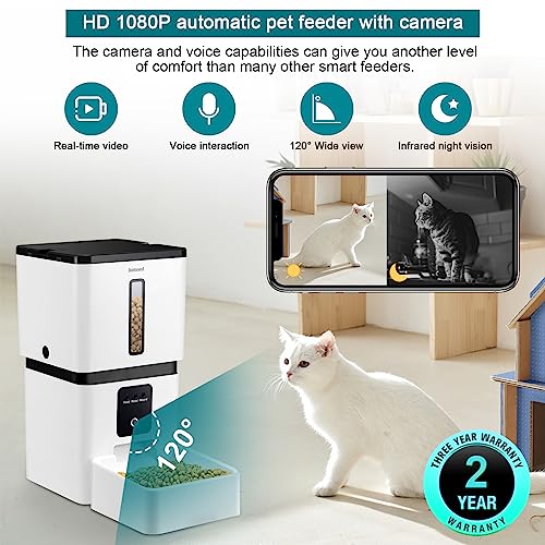 DoHonest Automatic Dog Feeder with Camera: 5G WiFi Easy Setup 8L Motion Detection Smart Cat Food Dispenser 1080P HD Video Recording 2-Way Audio Timed Pet Feeder App Control Night Vision S15