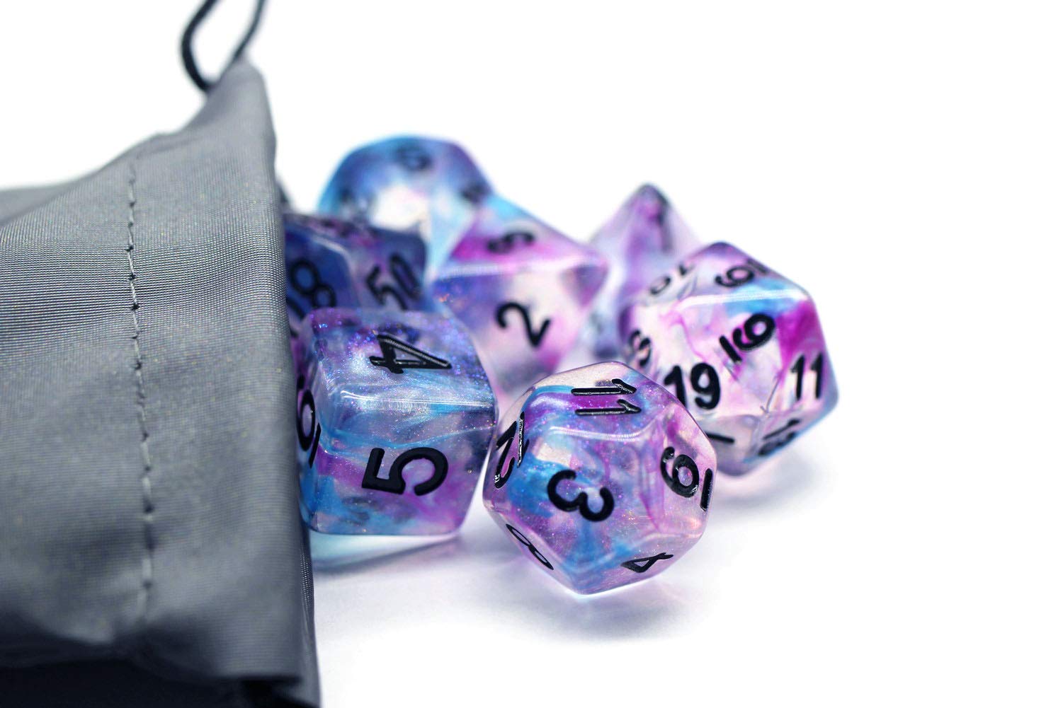 Dice DND Polyhedral Dice RPG Dice for Dungeons and Dragons,Pathfinder,MTG,D&D,Role Playing Games Black Green Transparent Dice with Color Changing Glitter