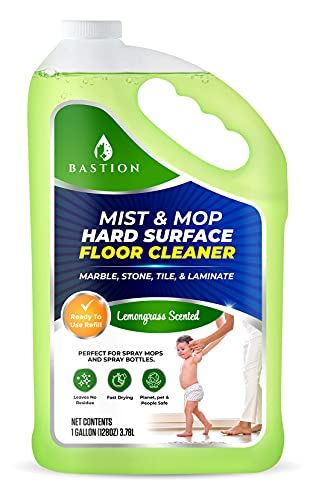 Hard Surface Liquid Floor Cleaner Solution Mist & Mop Ready-To-Use for Marble, Stone, Granite, Tile, Vinyl, Laminate, Linoleum - Multi-use - Safe, Gentle, & Natural - Removes Dirt, Stains, & Odors - Lemongrass Scent, 1 Gallon (128 oz.)