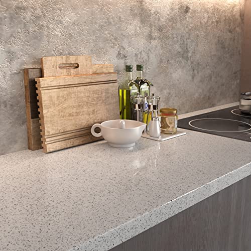 Glossy Marble Paper for Countertop Peel and Stick Wallpaper Granite White Sticker Waterproof Self Adhesive 15.7βΓ118β Easy to Install & Clean, Removable