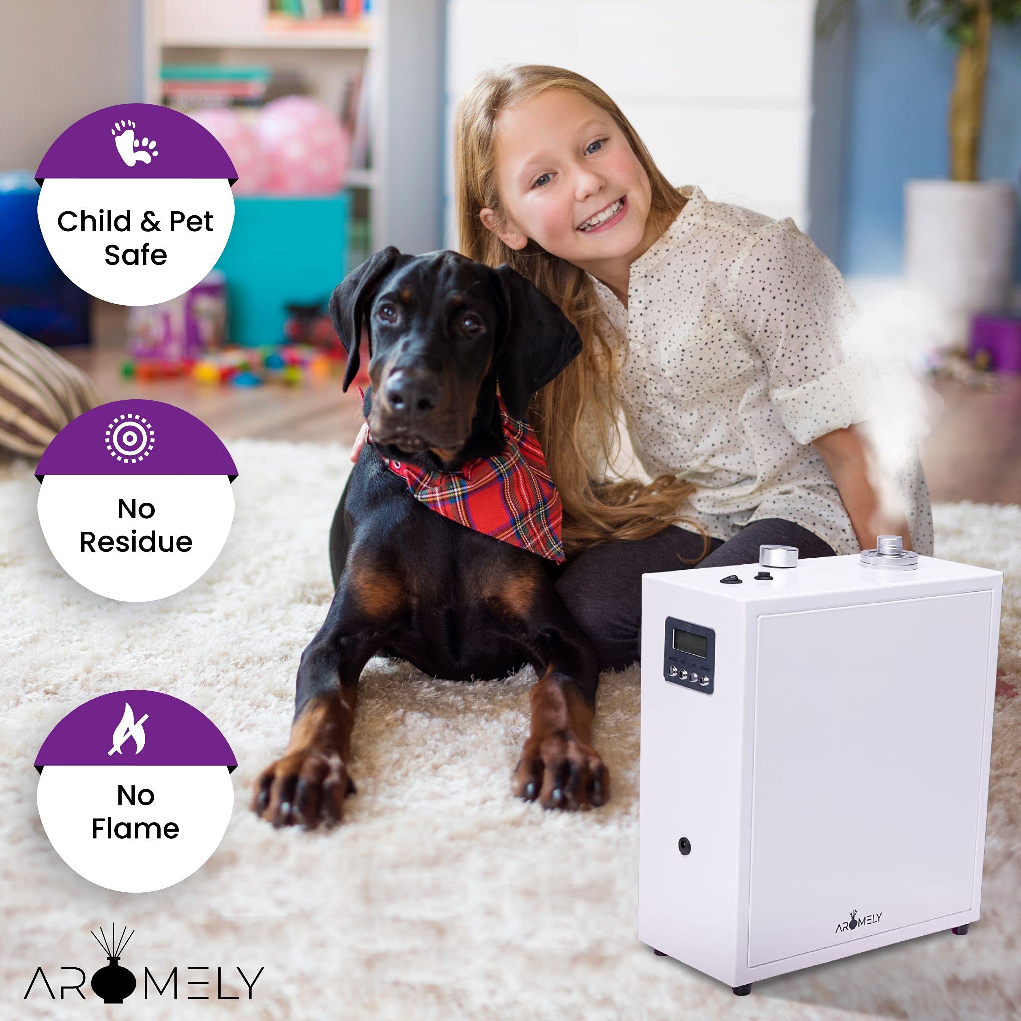 Aromely Smart HVAC Nebulizing Aromatherapy Scent Diffuser - Waterless Aroma Machine Perfect Air Freshener for Home or Office up to 4,000 SQSF Large 800ml Oil Bottle. (White)
