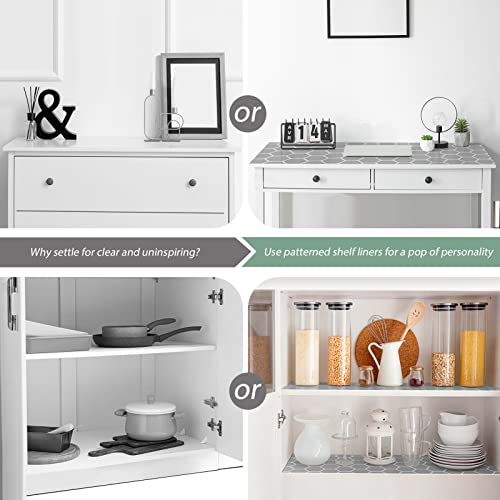 Glotoch Premium Non Slip Shelf Liner 12β X 20FT, Non Adhesive Drawer Liner, Waterproof Shelf Liners for Kitchen Cabinets, Drawer, Fridge, Wire Shelving, Pantry, Bathroom-Heavy Duty, Grey Geometric