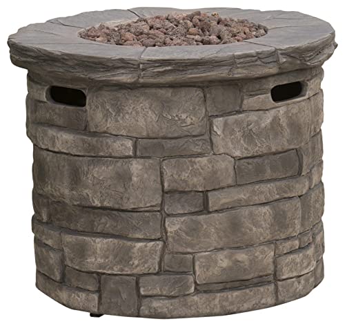 Christopher Knight Home Angeles Outdoor Circular Fire Pit - 40,000 BTU, Grey