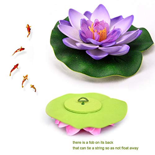 Happy Trees 12 Pcs Artificial Floating Foam Lotus Flower with Water Lily Pad, Lifelike Ornanment Perfect for Home Garden Pond Decoration