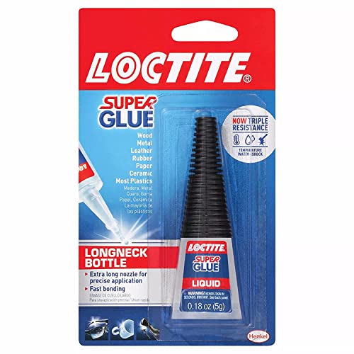 Loctite Super Glue Liquid Longneck Bottle, Clear Superglue, Cyanoacrylate Adhesive Instant Glue, Quick Dry - 0.18 fl oz Bottle, Pack of 6