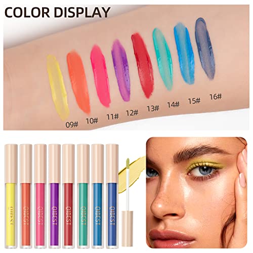 BestLand 8 Colors Liquid Matte Eyeshadow Set Nude Green Blue Red Purple Smokey Eyeshadow Cream Eyeshadow Primer Waterproof Quick Drying Eye Brightener Highlighter Blusher Eye Shadow Makeup (Color B)