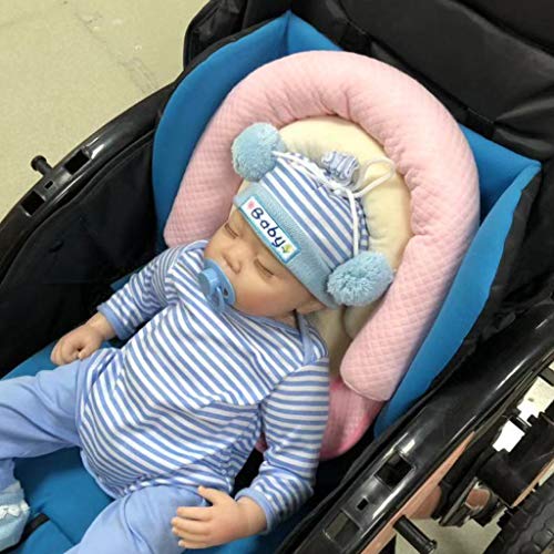 Baby Stroller Cushion, vocheer 2-in-1 Car Seat Neck Support Cushion with Liner Head and Body Support Pillow for Baby, Pink