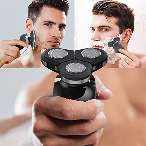 Electric Razor for Men, Mens Rotary Shavers, 4D Rechargeable Electric Shavers for Men, Wet & Dry Use, LCD Display, Child Lock, USB Ceramic Cordless Rechargeable Cordless Men's Rotary Shavers