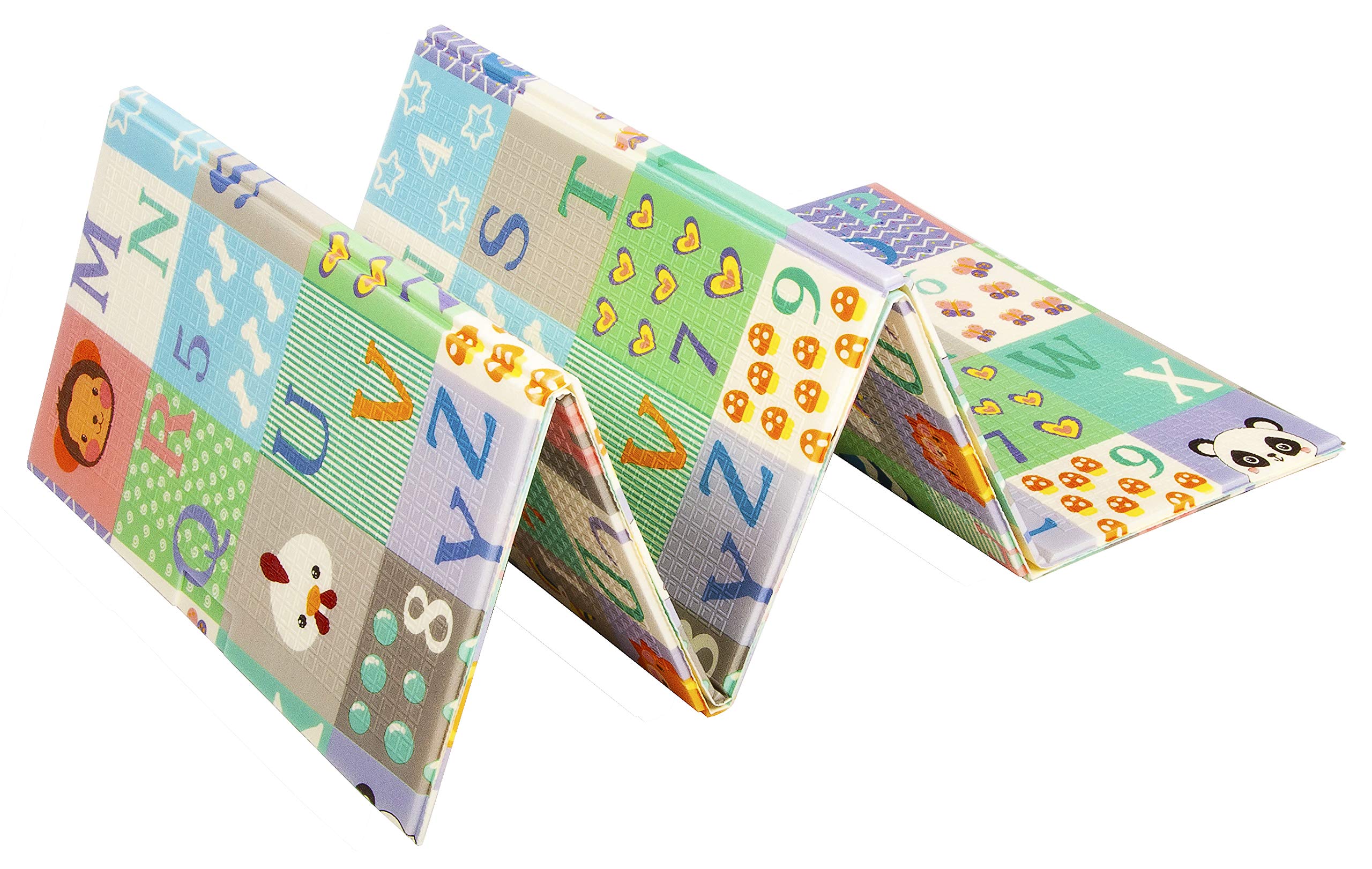 BalanceFrom Waterproof Reversible Double-Side Padded Foam Folding Play Mat, 58-Inch x 77-Inch,Multicolor